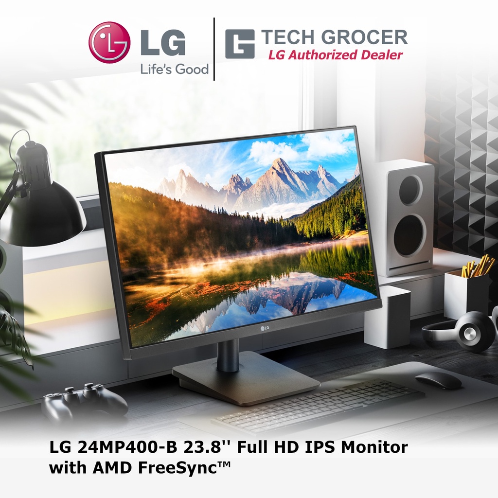 LG 24MP400-B 24” Full HD (1920 x 1080) IPS Display with 3-Side ...