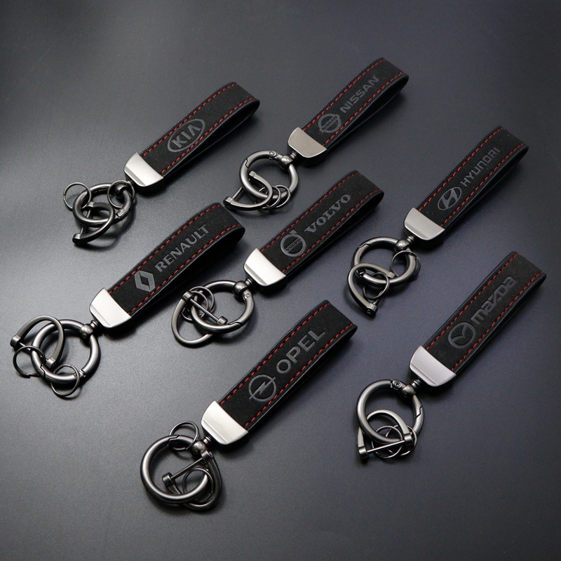Universal 1pcs Car Suede Keychain Creative Car Logo Design Leather Car ...