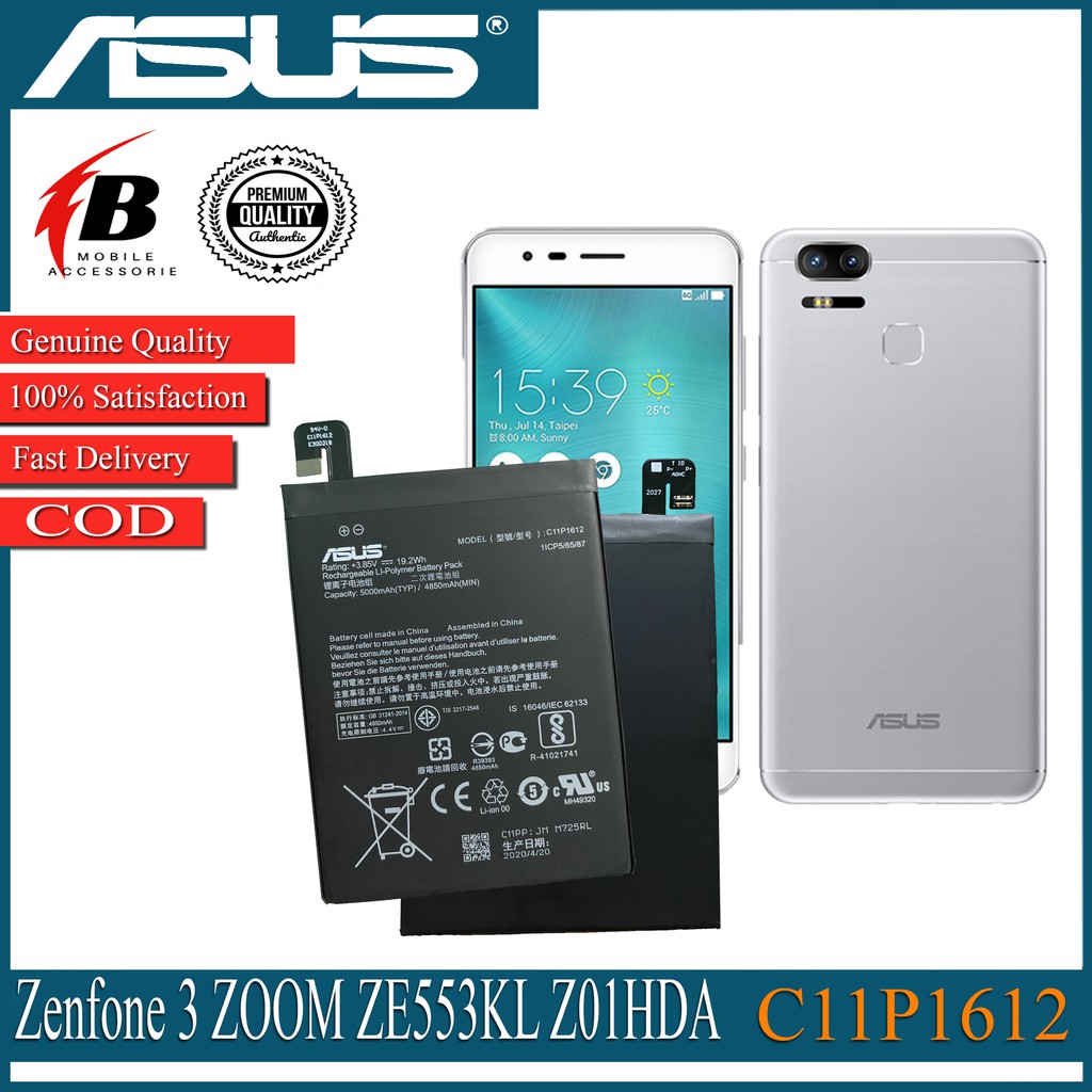 Battery For Asus ZenFone 3 Zoom ZE553KL Z01HDA Z01HD 5000mAh C11P1612 ...