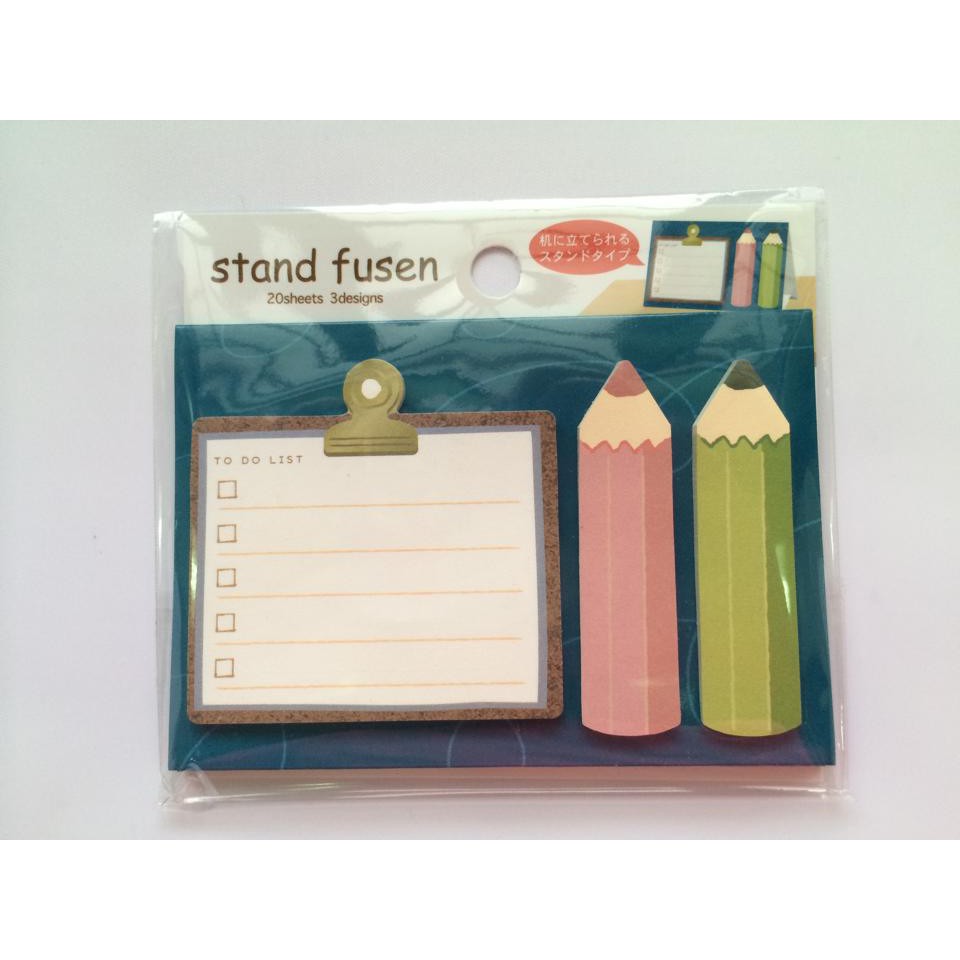 Stand Fusen Memo Sticky Notes - Note, Clip Board & Pencil | Shopee ...