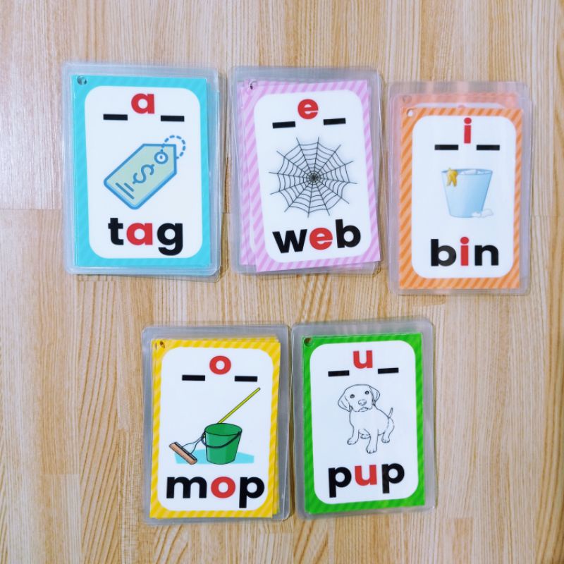 CVC word cards phonics short vowels cards 40 pcs laminated | Shopee ...