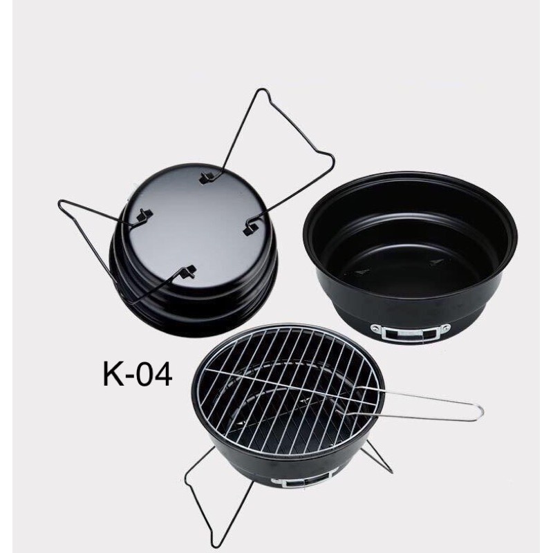 Burn oven round grill mini field simple charcoal BBQ barbecue K-04 ...
