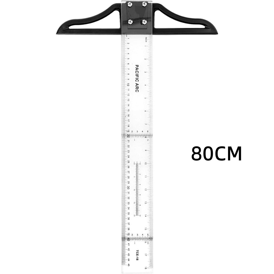 45/60/80cm Plastic T Square Acrylic Graduated Ruler Drafting Detachable ...