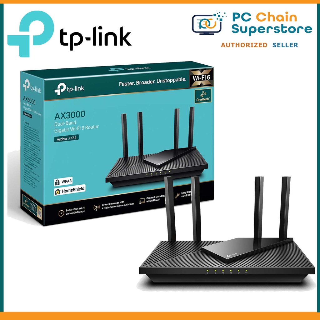 Tp-Link Archer AX55 AX3000 Dual Band Gigabit Wi-Fi 6 Router (TpLink ...