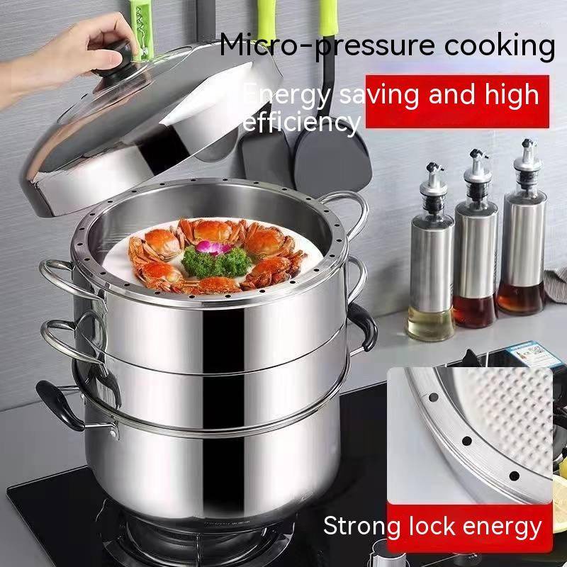 Extra Thick Solid Stainless Steel Steamer Three Four Five-Layer Non ...