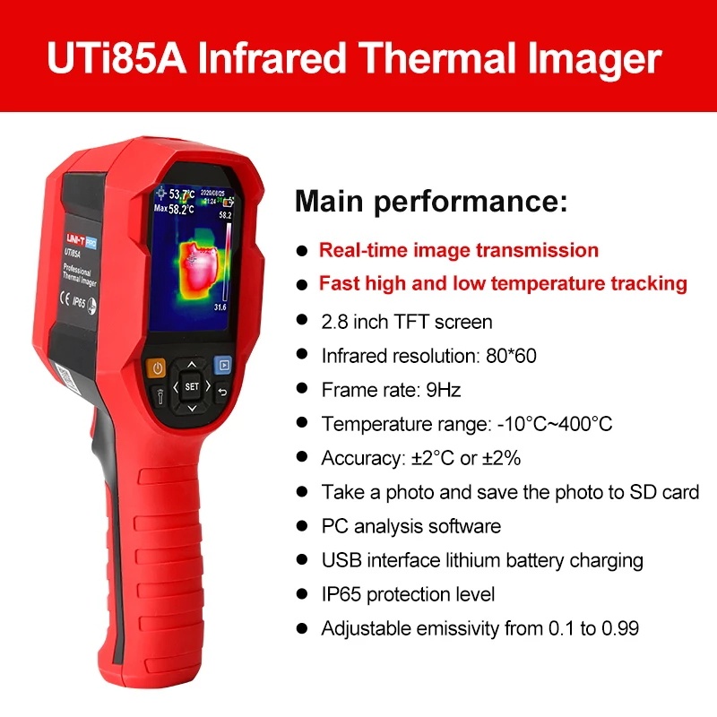 UNI-T UTi85A HD Industrial Infrared Thermal Imager Camera -10°C ~400°C ...