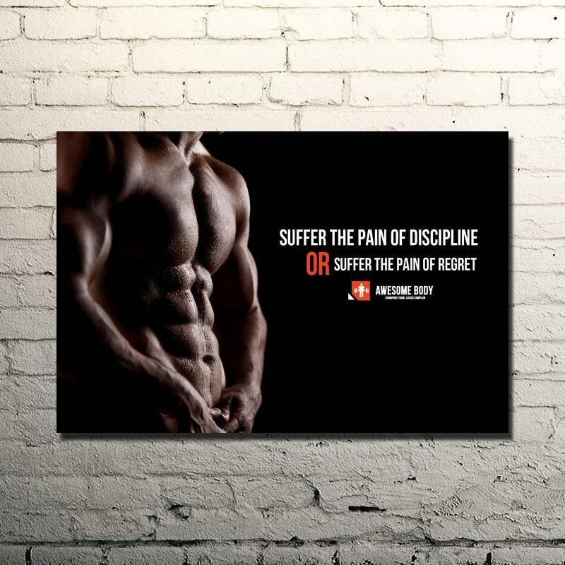 Muscle Male Bodybuilding Motivational Quote Art Silk Poster ...