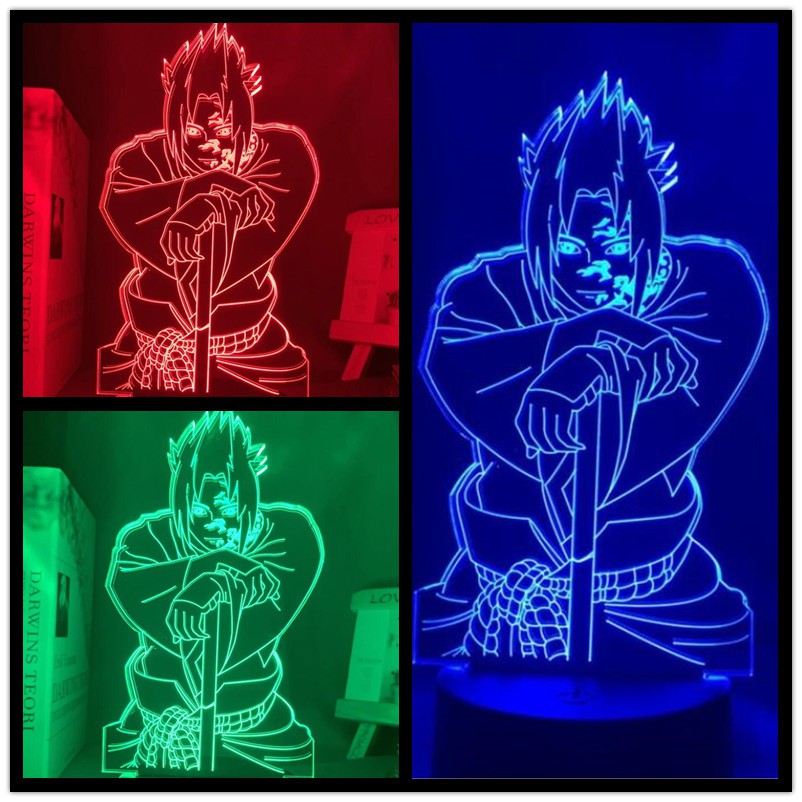 Naruto Sasuke 3D LED Night Light Colors Changing Touch Remote Bedside ...