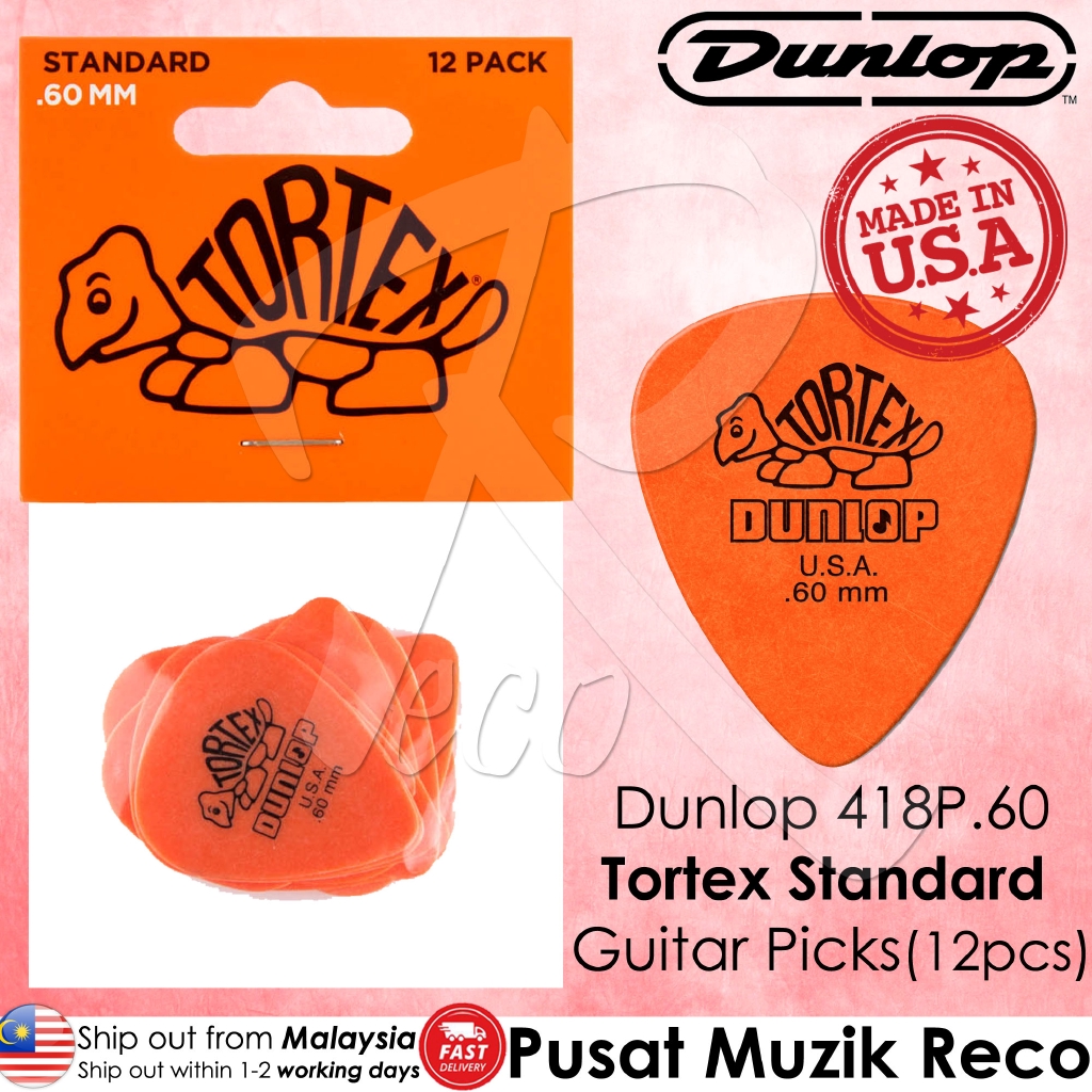 Dunlop 418P060 Tortex Standard 0.60mm Orange Guitar Pick Pack (12pcs ...