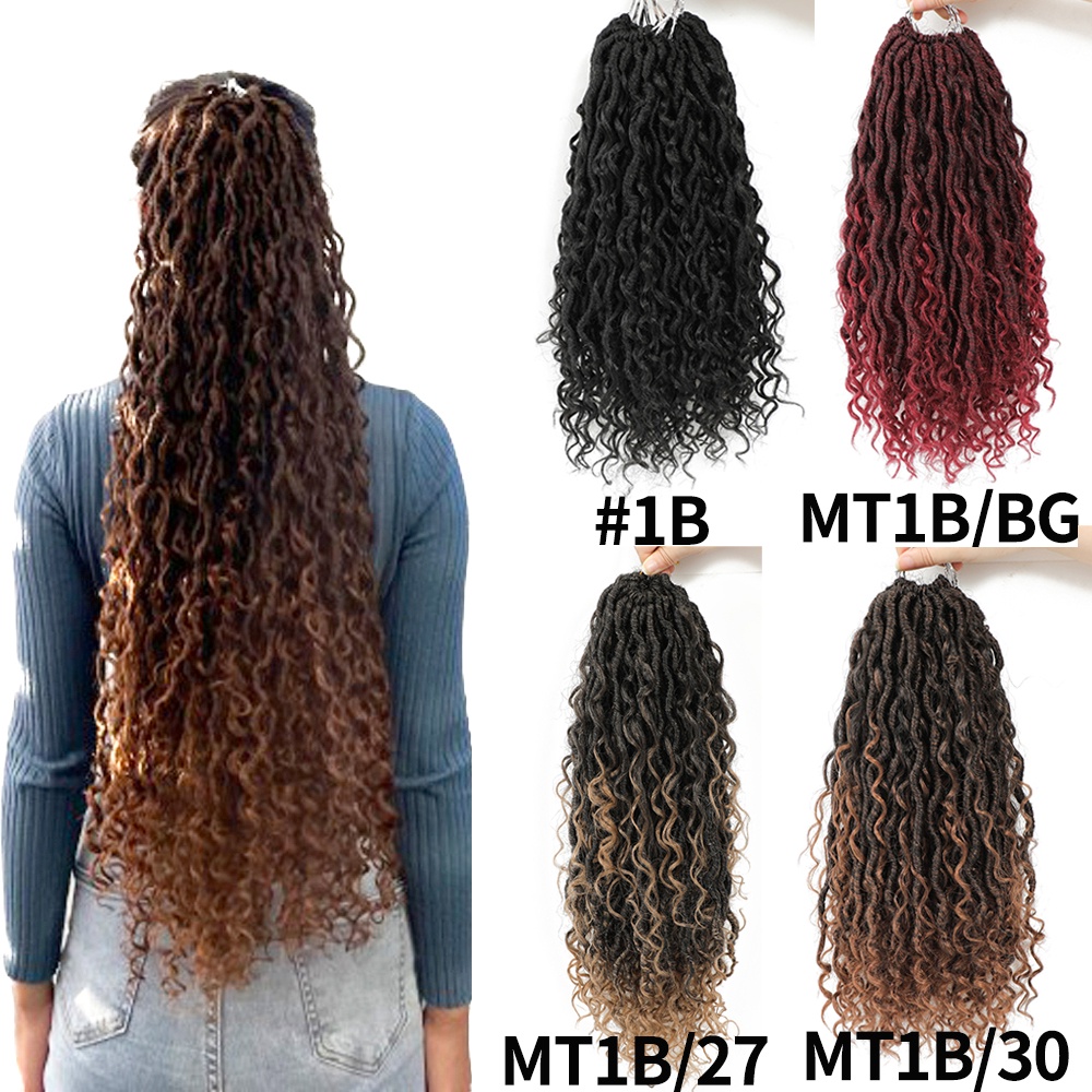 18 Inches LongGoddess Faux Locs Crochet Hair Curly River Locs Braid Pre Looped Synthetic Braids ...