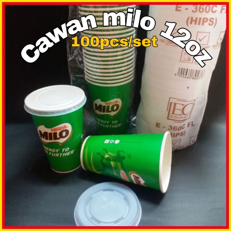 Cawan Milo 12oz/Paper Milo cup 12oz/Milo Paper cup | Shopee Philippines