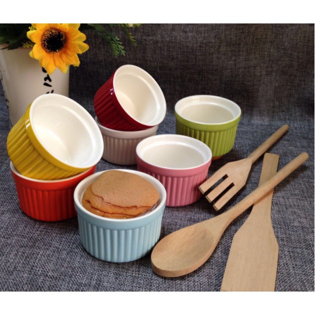 Ramekin Light Blue Ceramic Bowl Baking Oven Cup Cake Diameter 7cm Round ...