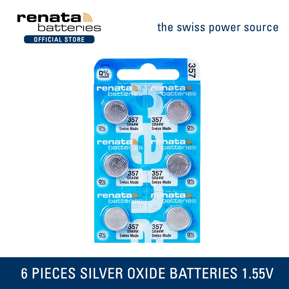 Renata 357 SR-44 Silver Oxide 1.55V Watch Battery 6 Pcs. | Shopee ...