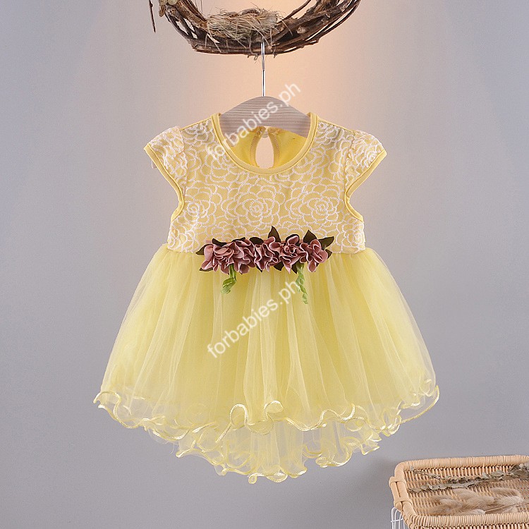 White Binyag Dress for baby girl Baptismal Birthday Lace Rose Flower ...