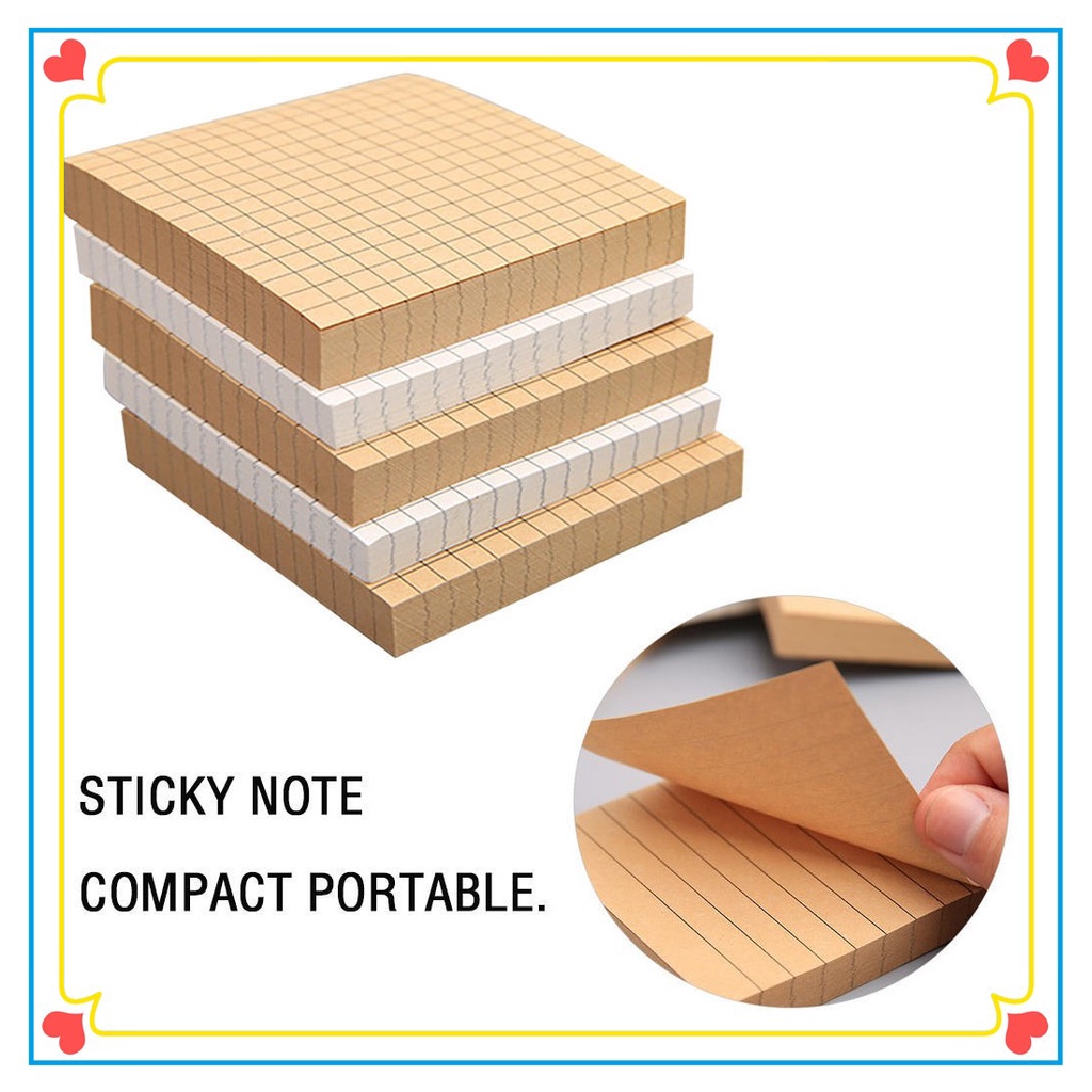 80 Sheets Creative Kraft Paper Convenience Note Blank Grid Horizontal ...