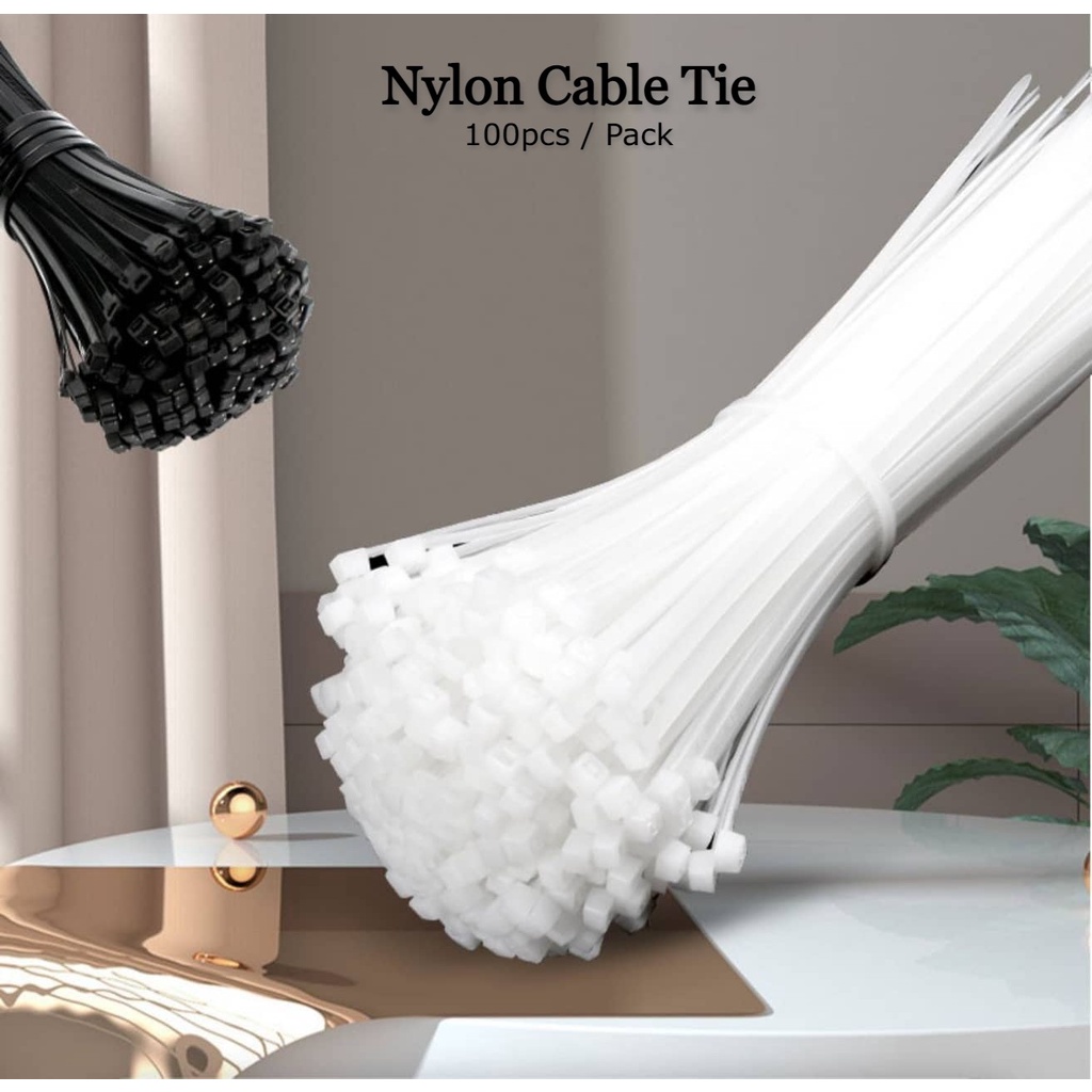 Nylon Cable Tie Self Locking Zip Cable Strap (100PCS/Per Pack) | Shopee ...