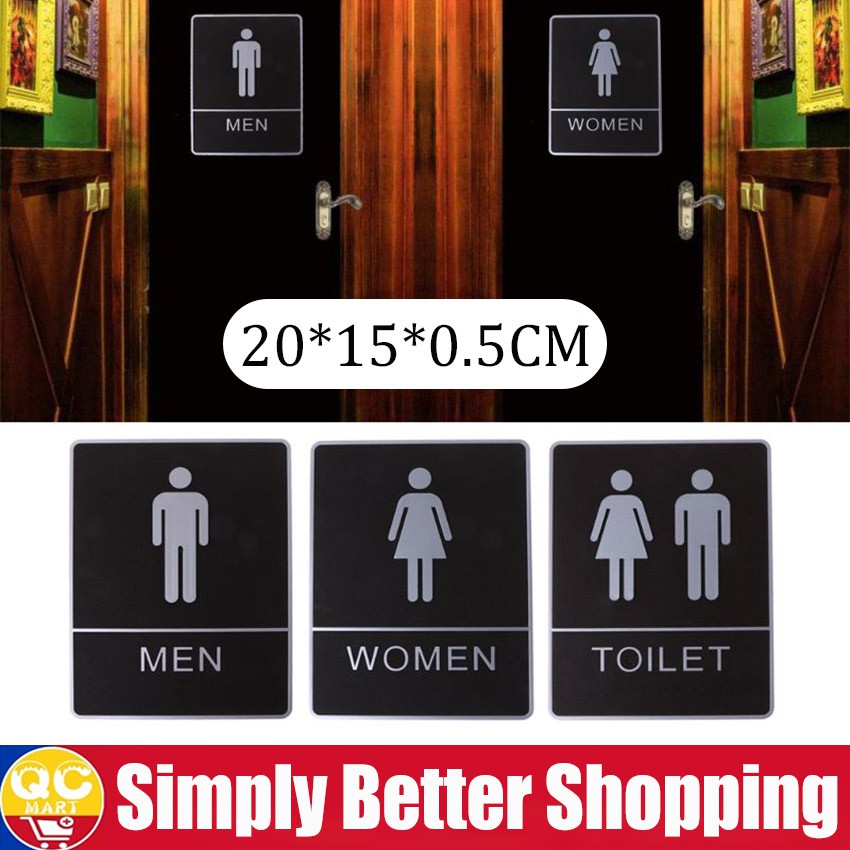Removable Toilet Sign Back Adhesive Toilet Sign WC Sign Wall Stickers ...