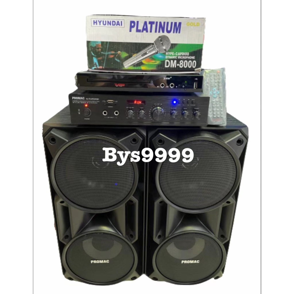 karaoke set promac amplifier and speaker w/ platinum player free mic ...