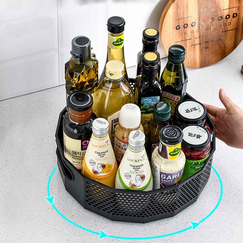 360 Degree Rotating Tray Condiments Organizer Storage Spinning Tray ...