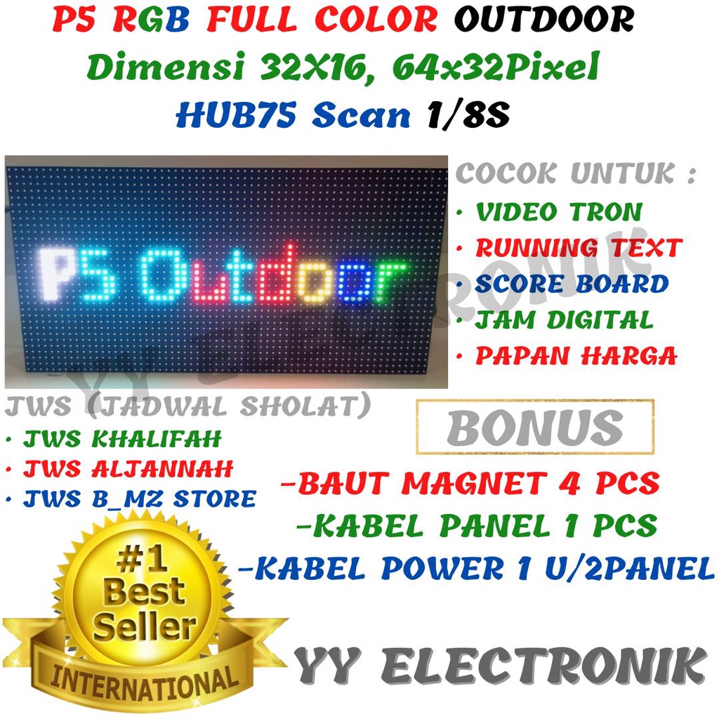 P5 RGB/Full Color Outdoor SMD Running Text Led Module Panel | Shopee ...