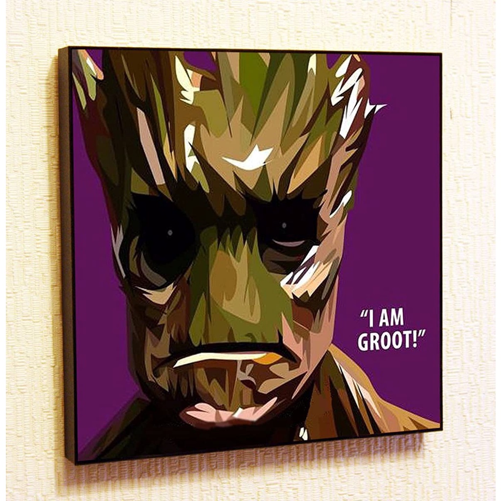 Groot Poster and print POP ART Painting on Canvas Motivational Quotes ...