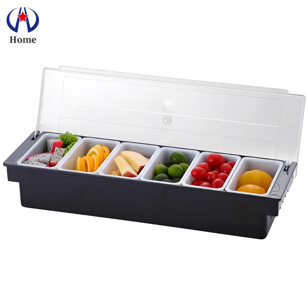 Ice Cooled Condiment Serving Container Chilled 6-Compartment Trays ...