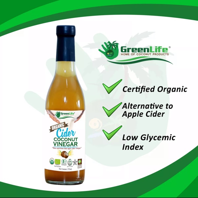 GREENLIFE CIDER COCONUT VINEGAR 375ml | Shopee Philippines