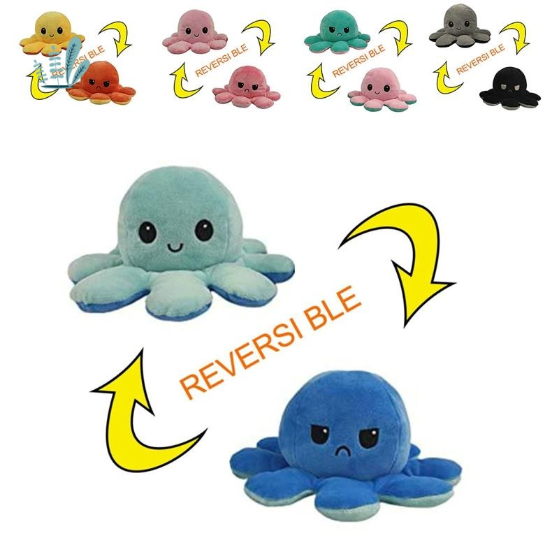 Reversible Flip Stuffed Octopus Plush Doll Soft Simulation Reversible ...