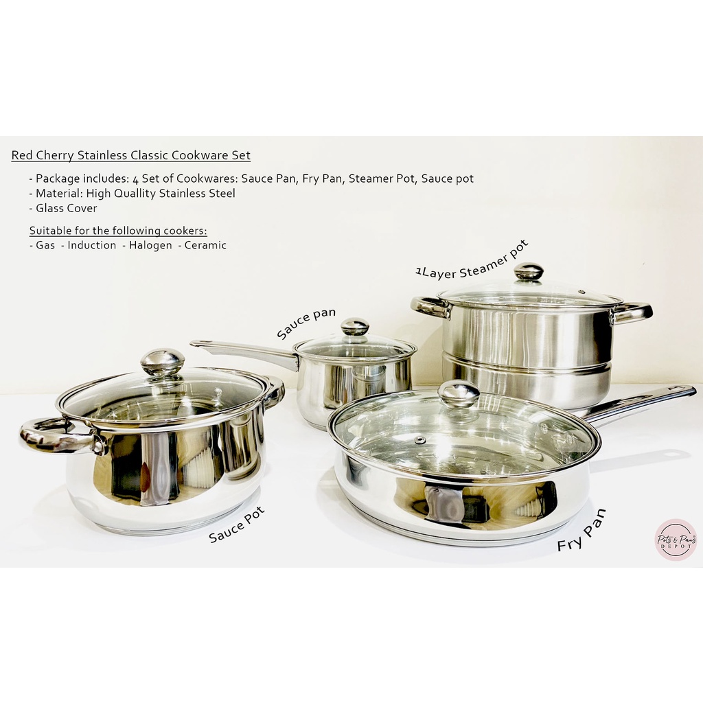 Red Cherry Stainless Classic Cookware Set | Shopee Philippines