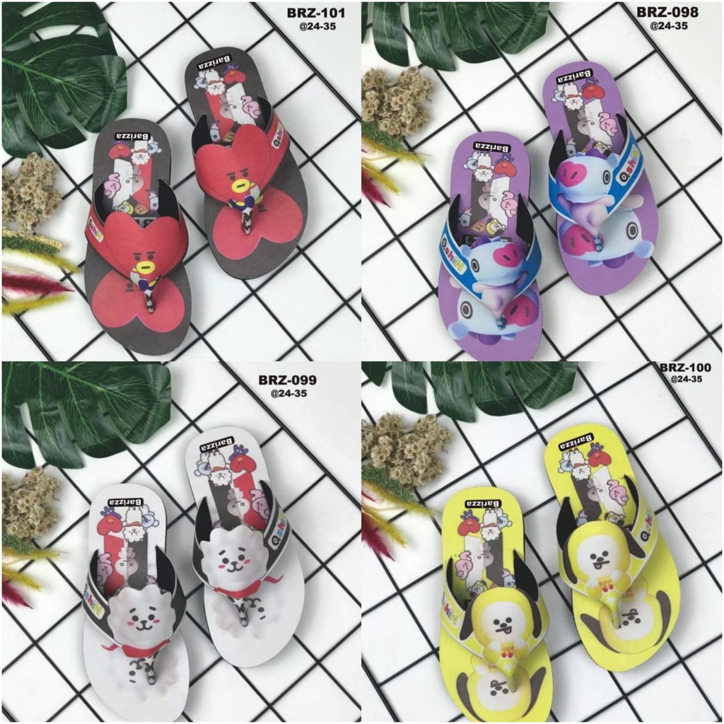 Children's Flip Flops Cartoon BTS Motif Quality Comfortable To Wear ...