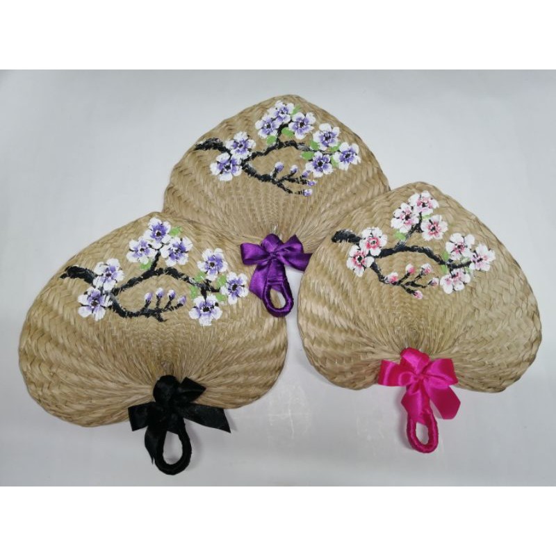 hand painted handmade native abanico pamaypay - anahaw | Shopee Philippines
