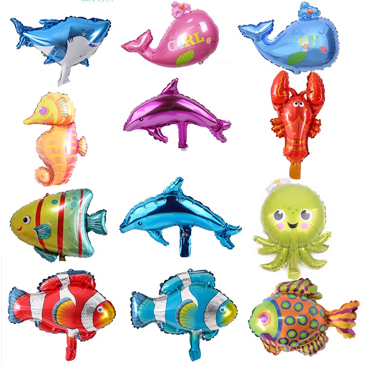 1PC Mini Ocean Theme Balloons Party Decoration Shark Dolphin Seahorse ...