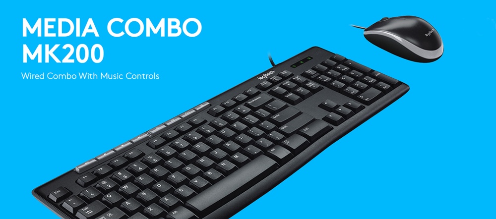 Logitech Media Combo Mk200 Full Size Keyboard And High Definition Optical Mouse Usb Windows Pc