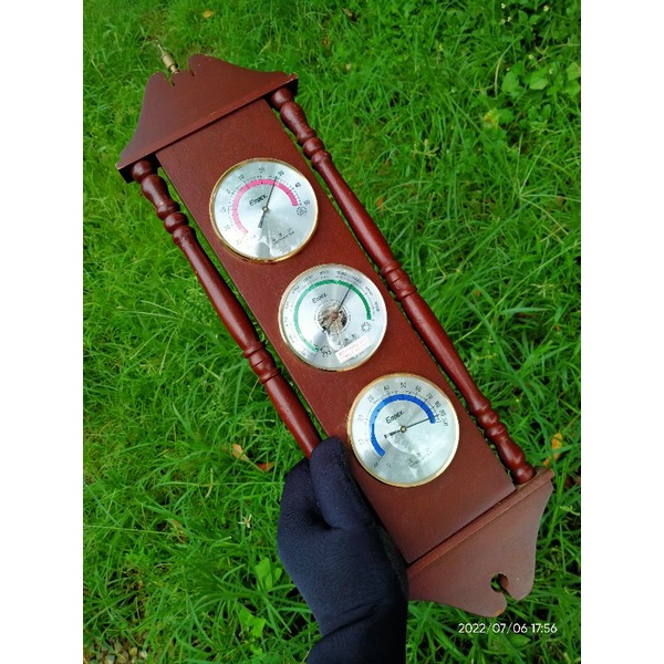 Vintage Wall Mounted Weather Station Empex Japan Thermometer Barometer ...