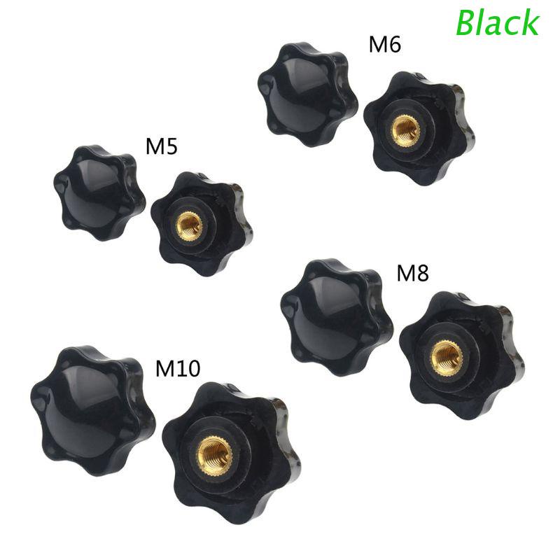 BLACK 10PCS M5 M6 M8 M10 Plum Hand Tighten Nuts Handle Thread Star ...