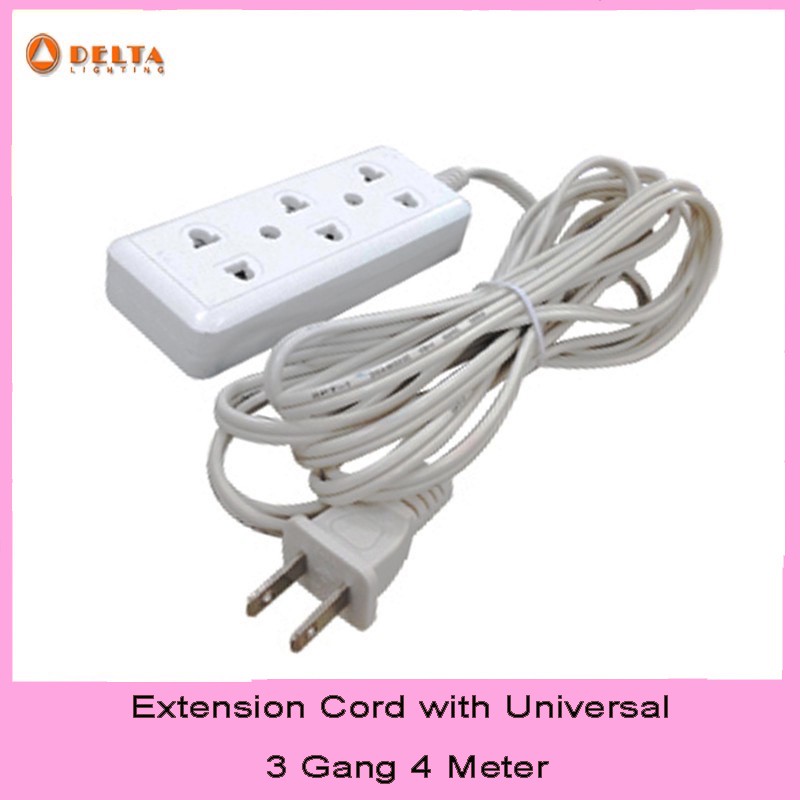 Delta Lighting Extension Cord With Universal 3 Gang 4 Meter | Shopee ...