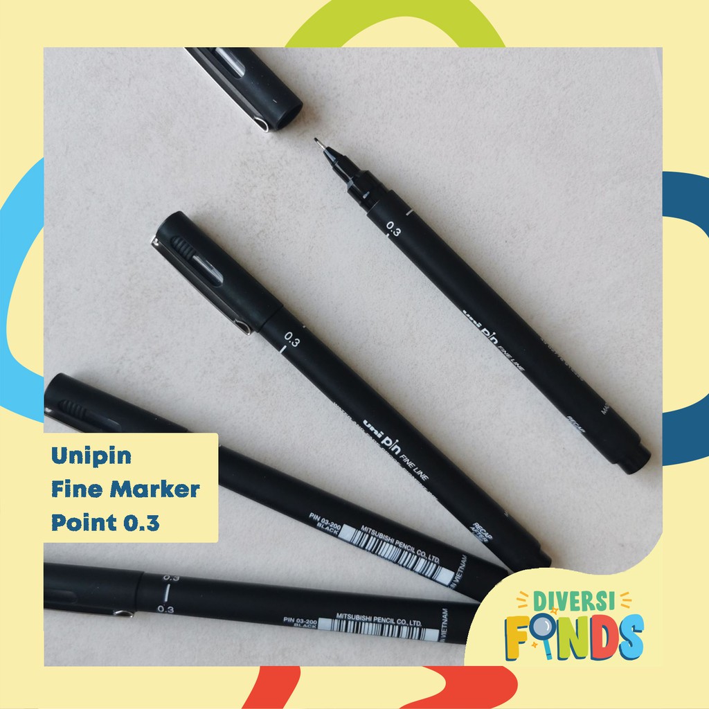 Unipin Uni pin Fine Line Drawing Pen BLACK- Water and Fade Proof ...
