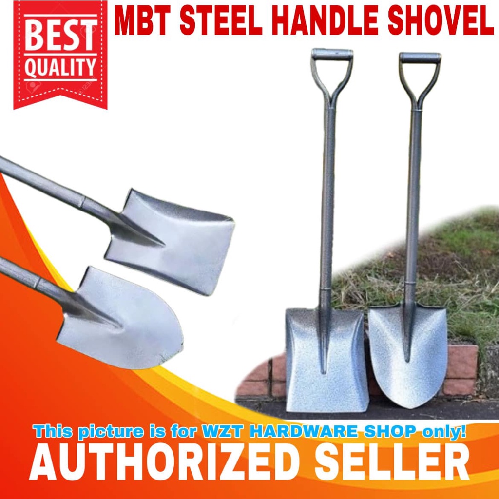 Steel Silver Gray Shovel Heavy Duty Gardening Tools Square and Pointed ...