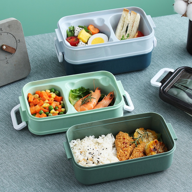 Double-layer Bento Box Japanese-style Leakproof Lunch Boxes Sealed ...