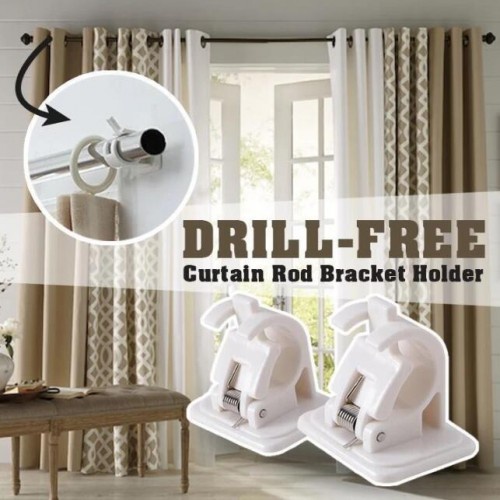 2PCS Hanging Rod End Rod Clip Self Adhesive Wall Curtain Hanging Rod ...