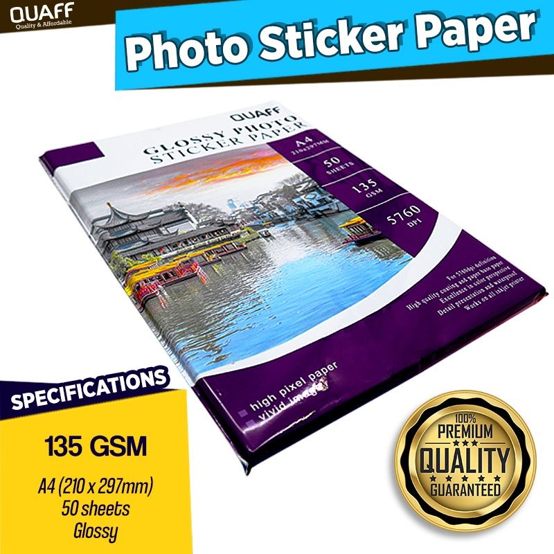 QUAFF PHOTO STICKER 90GSM/135gsm A4size 50sheets | Shopee Philippines