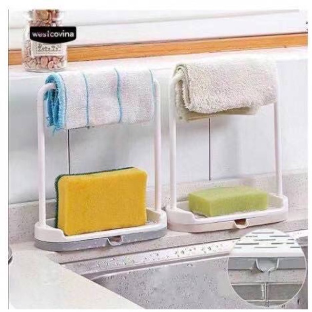 Kitchen countertop rag dishcloth storage rack drain rack, bathroom soap ...