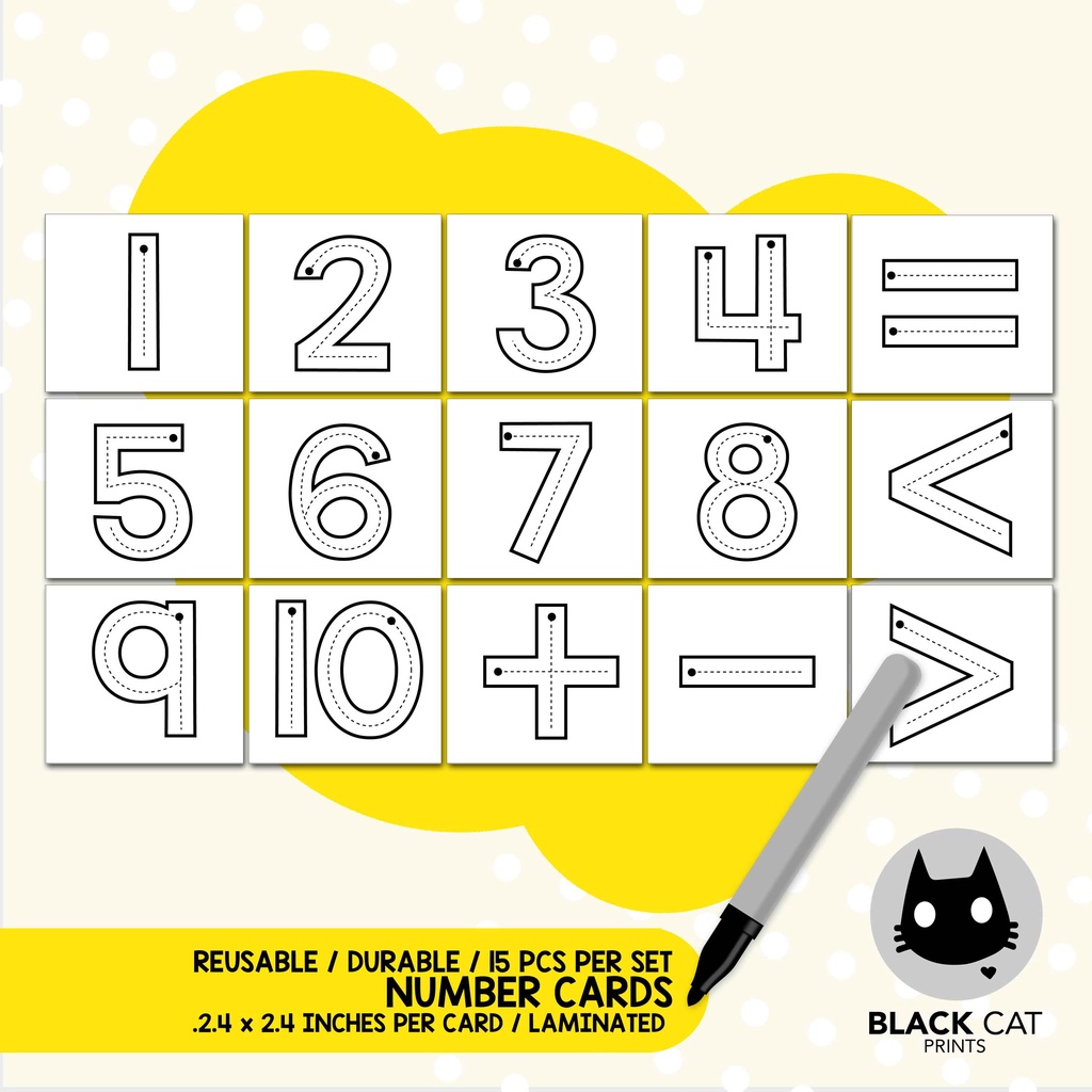 MINI CARDS- NUMBERS (15 cards per set / 2.4 x 2.4 inches per card ...