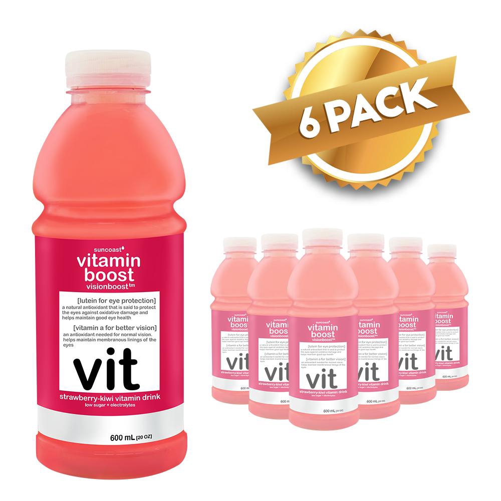 Vitamin Boost 600ml Visionboost Strawberry Kiwi Vitamin Drink (Pack of ...