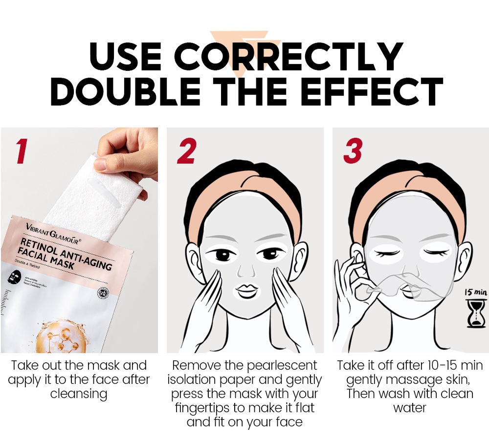 VIBRANT GLAMOUR Double A Retinol Facial Mask Anti Aging Reduce Fine ...