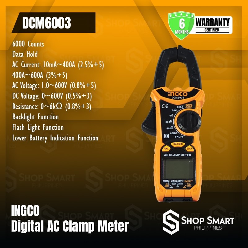 INGCO Digital AC Clamp Meter (DCM6003) | Shopee Philippines