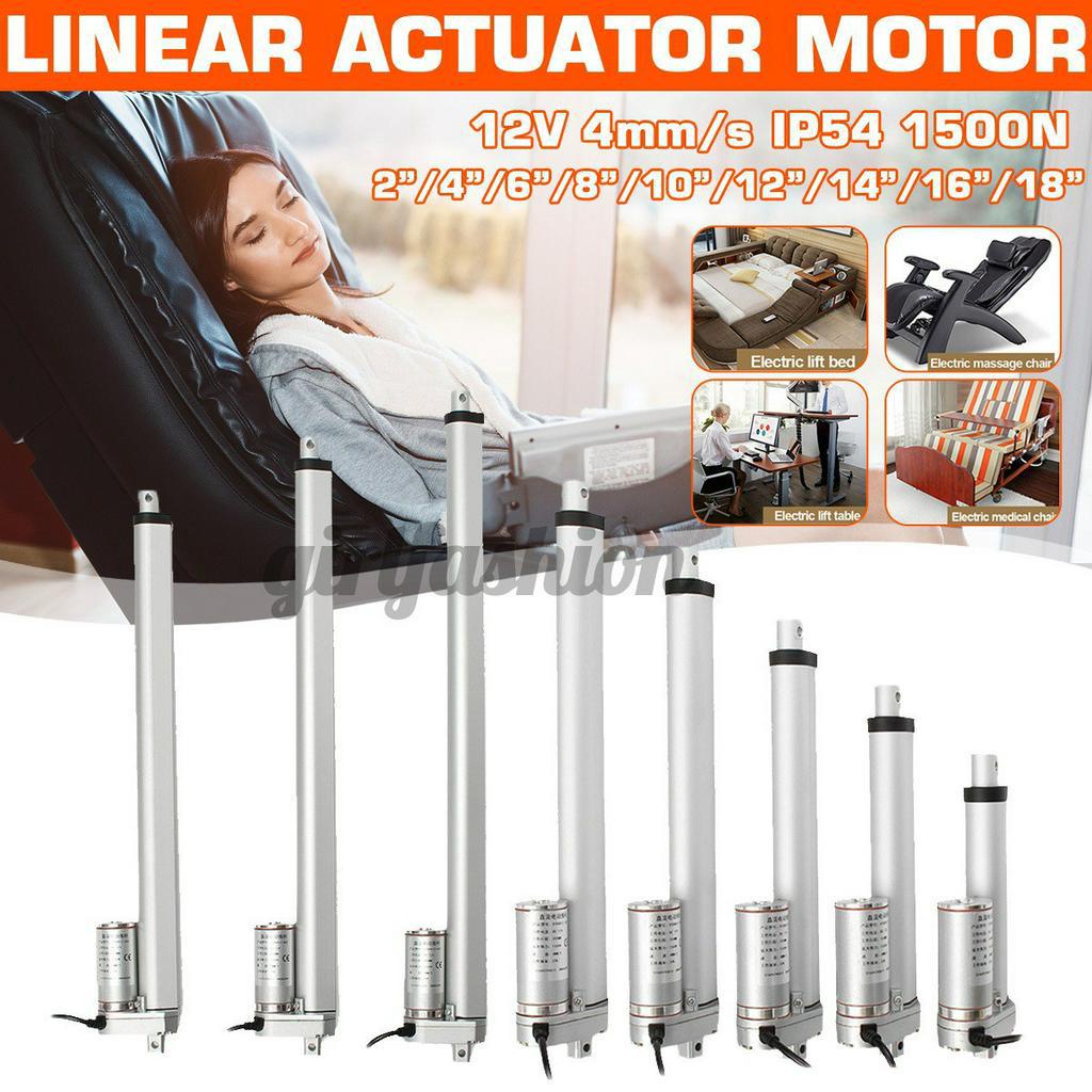 10"-12" Inch Linear Actuator Stroke 330LBS Max Lift Output 12V Volt DC ...