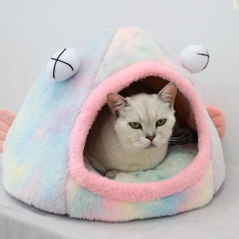 Pet Bed Fish Pattern The Is Very Soft. Has A Built-In Cushion. | Shopee ...