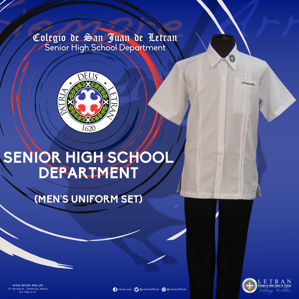 Letran SHS Boys White Polo with pocket and/or Black Pants | Shopee ...