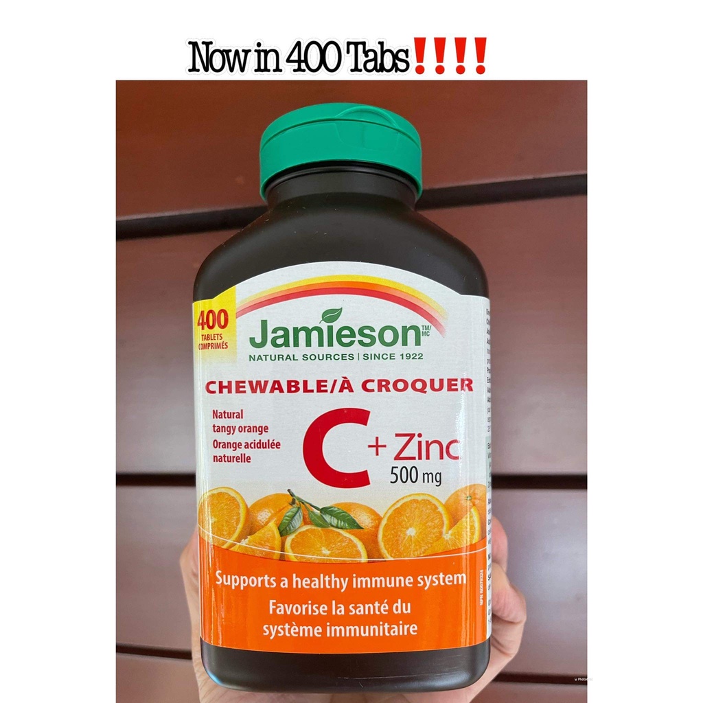 Jamieson Chewable Vitamin C + Zinc, 500 mg, 400 Tablets | Shopee ...
